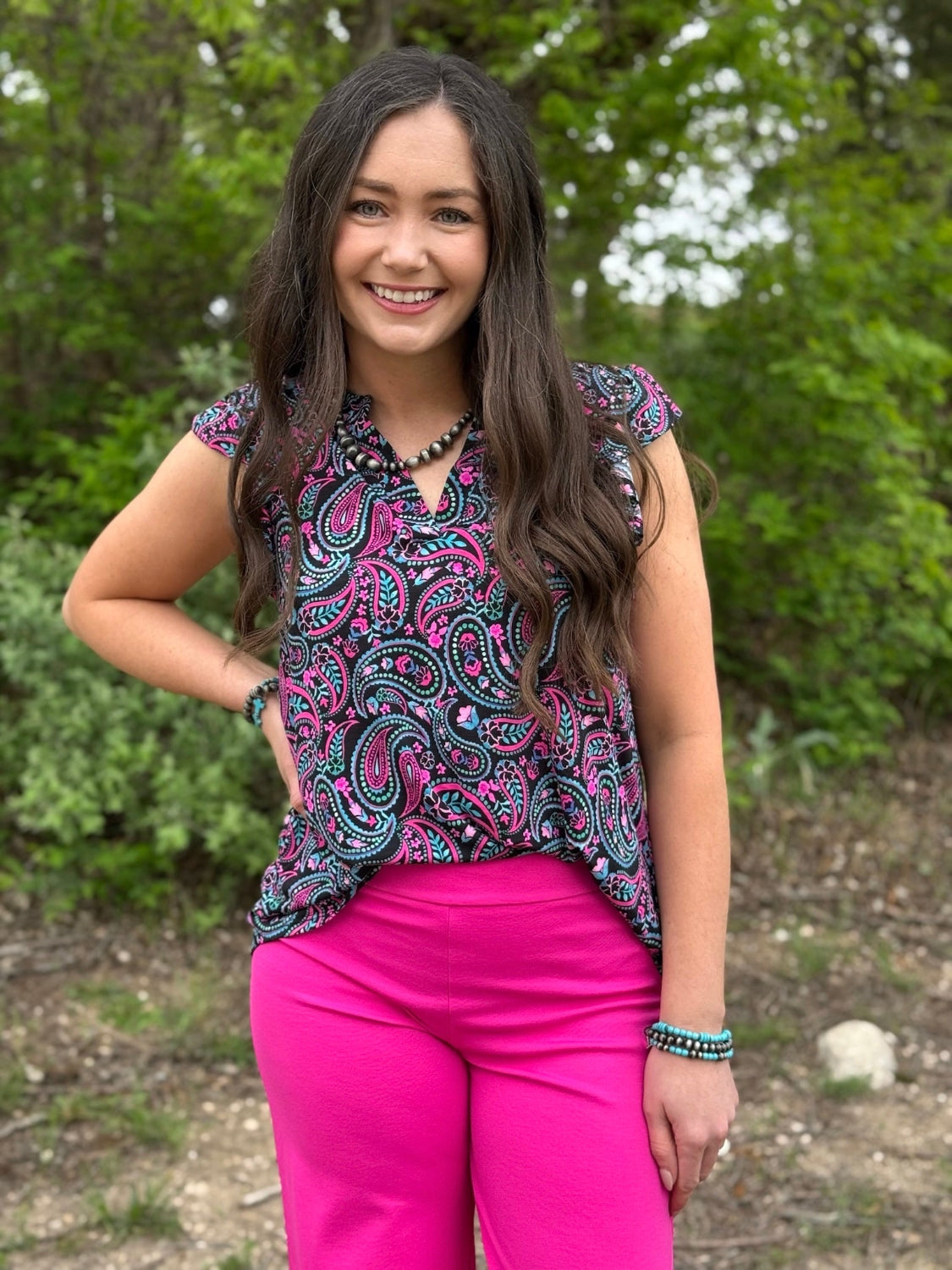 Janell Pink Paisley Top – Horse Creek Boutique