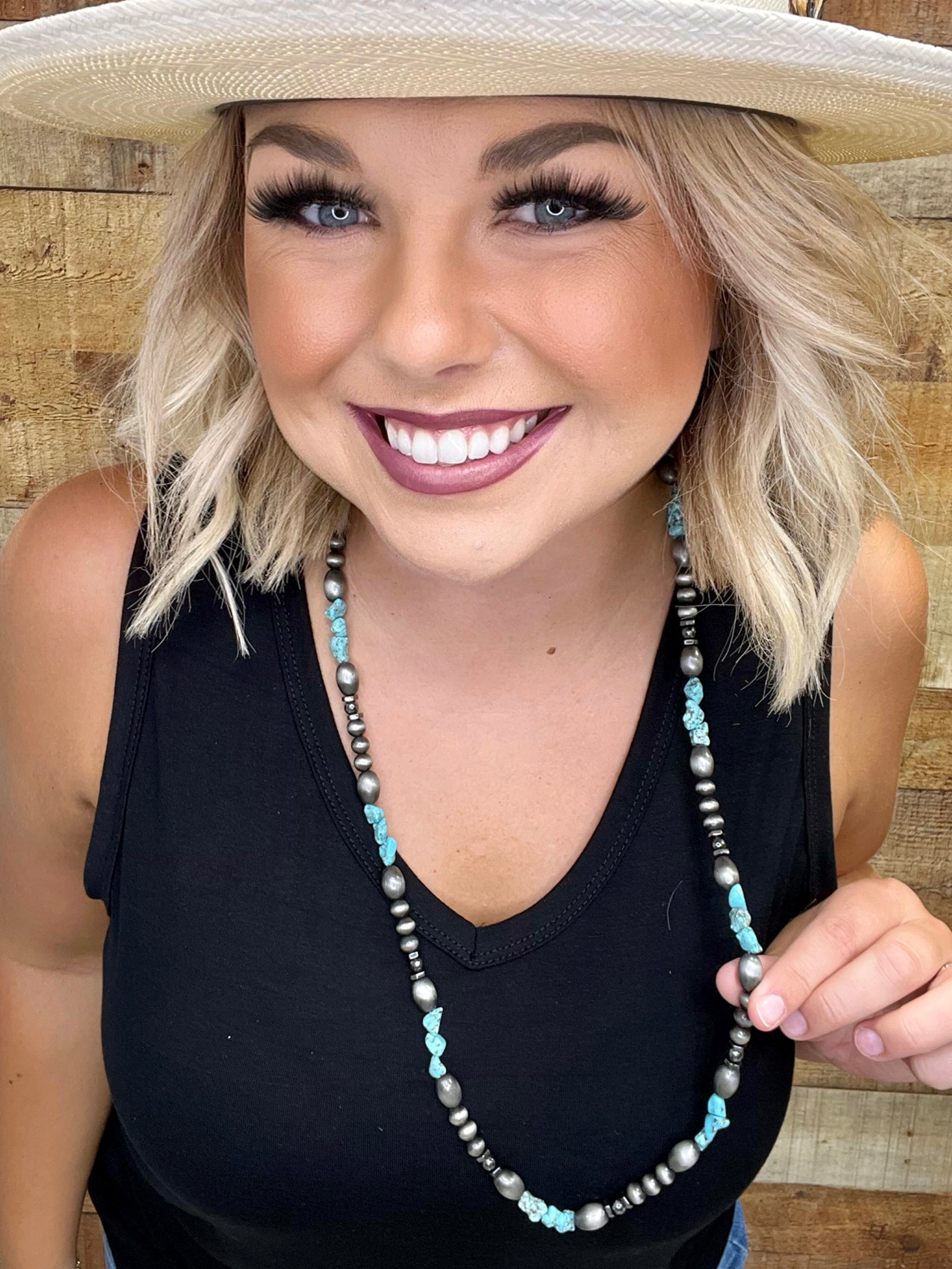 Dallas Turquoise Chip and Navajo Pearl Necklace – Horse Creek Boutique