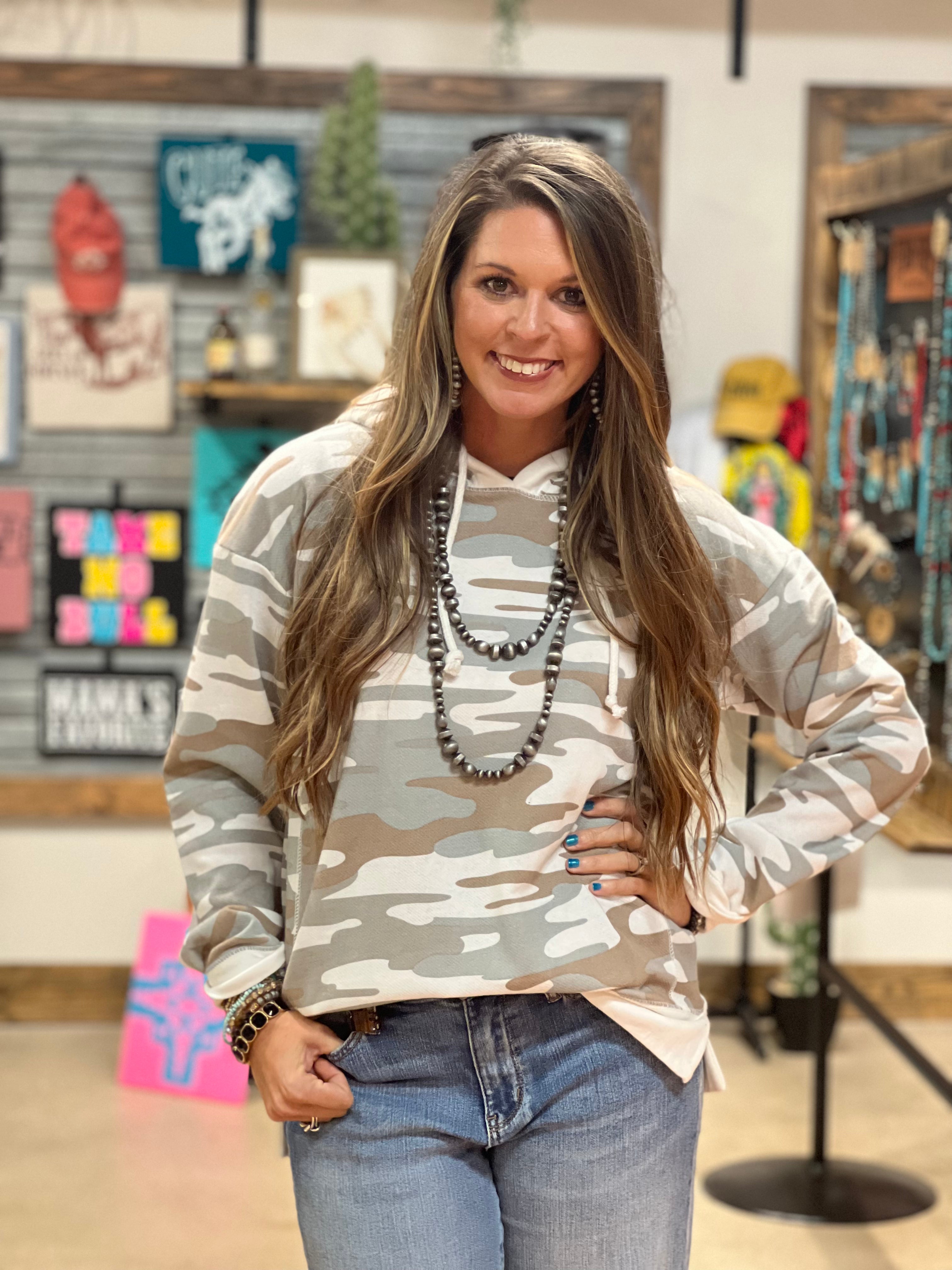 Jess Cream Camo Hooded Sweatshirt by Texas True Threads – Horse Creek ...